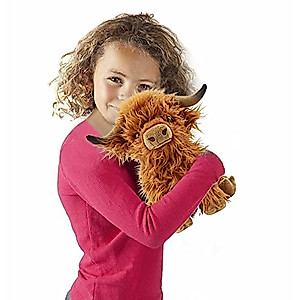 SODWEF Cute Highland Cow Stuffed Animals,10.5 inches Realistic Cow Plush Toy,Highland Cattle Farm Toy Gift for Adults Kids Boys Girls Birthday Plush Gifts (Brown Cow)