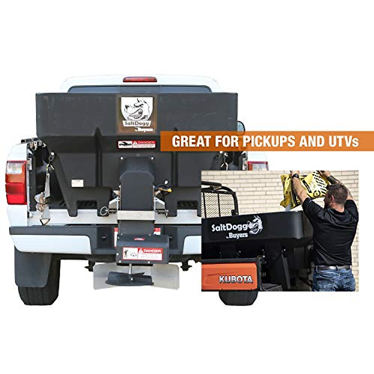 Buyers Products SHPE0750 SaltDogg 0.75 Cubic Yard Electric Poly Hopper Spreader With Standard Chute, Black