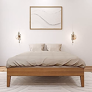 Plank+Beam Solid Wood Platform Bed Frame, Strong Wood Slat Support, No Box Spring Needed, Easy Assembly, Matte Pecan, Full