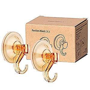 Suction Cup Hooks Reusable Heavy Duty Vacuum Suction Cup Hooks Bathroom Kitchen Window Glass Hooks for Loofah Key Towel Robe Utensils Wreath Christmas Festival Decorations - 2 Pack, Orange