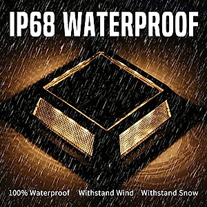 YOELVN Solar Driveway Lights Waterproof 8-Pack Super Bright 12 LED Auto Dusk to Dawn Solar Powered Lights for Driveway Walkway Patio Garden Backyard Outdoor Lighting (Warm White)