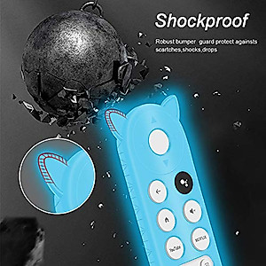 2Pack Silicone Protective Case Compatible for Google Chromecast Remote Control,Remote Case Holder Skin for Google 2020 Voice Remote,Shock Absorption Bumper Remote Back Cover -Glowpurple+Glowblue