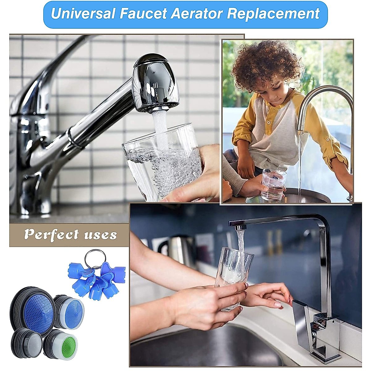 12 Pcs Cache Aerator, 5 Sizes Faucet Aerator Key Removal Wrench, Replacement Cache Aerator for Sink M16.5 18.5 21.5 24 mm Tap Aerators Flow Restrictor