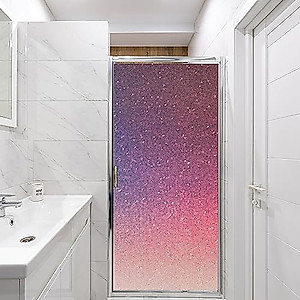 IOACIY Privacy Window Film Frosted Glass Sticker for Home Office Static Anti-UV Window Paper Decorative Window Covering for Bathroom (Universe Outer Space Starry Sky Red Blue-235, 17.7" x 23.6")