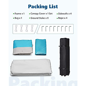 Quictent 13'x13' Pop up Gazebo Canopy Tent with Sidewalls, One Person Setup Easy Outdoor Party Tent Enclosed Waterproof, 169 sqft Shade, Gray/Blue