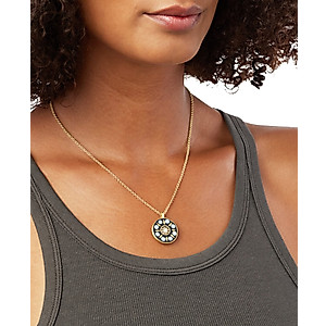 Lucky Brand Gold-Tone Hammered Mother-of-Pearl Pendant Necklace, 18" + 2" extender