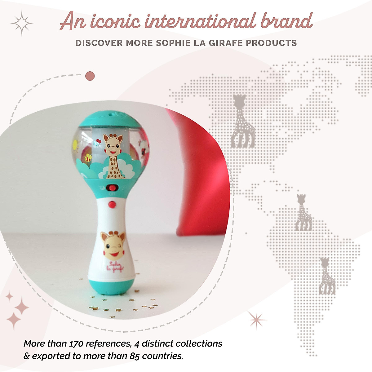 Sophie la girafe | Shake Shake Rattle | Fun & Easy to Grasp Rattle with a Motion Detector | 4 Different Musical Modes for Playtime & 6 Melodies to Soothe Baby to Sleep