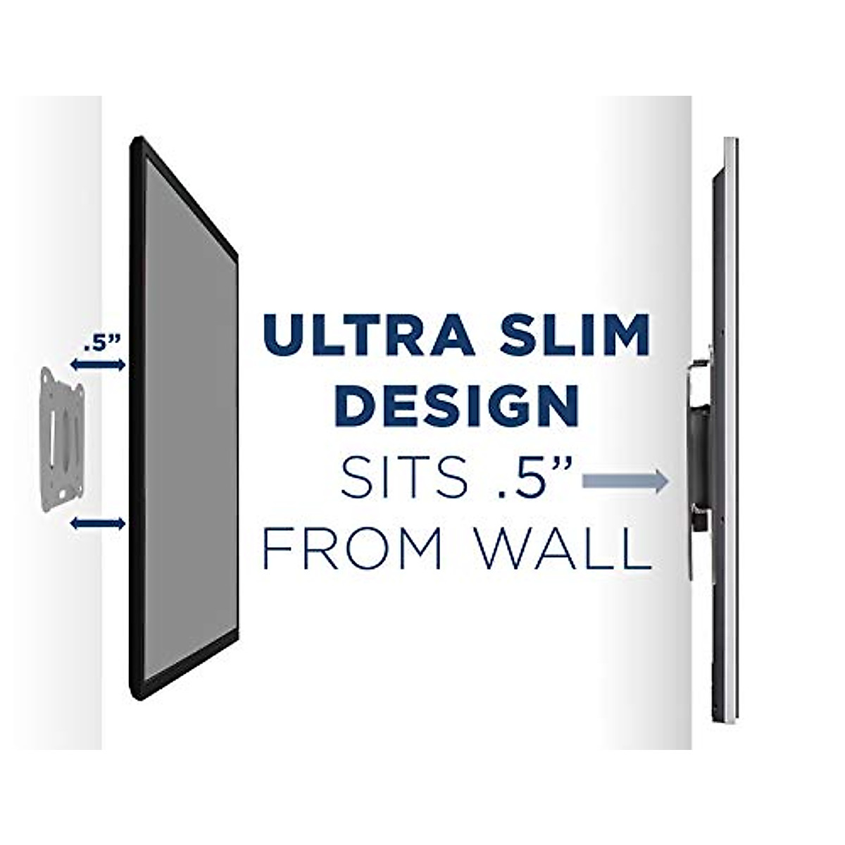 Mount-It! Low Profile Fixed TV Wall Mount for Small Televisions Computer Monitors, Fits 13" to 27", Quick Disconnect, 60 Lbs Capacity, VESA 75x75 mm and 100x100 mm, Black