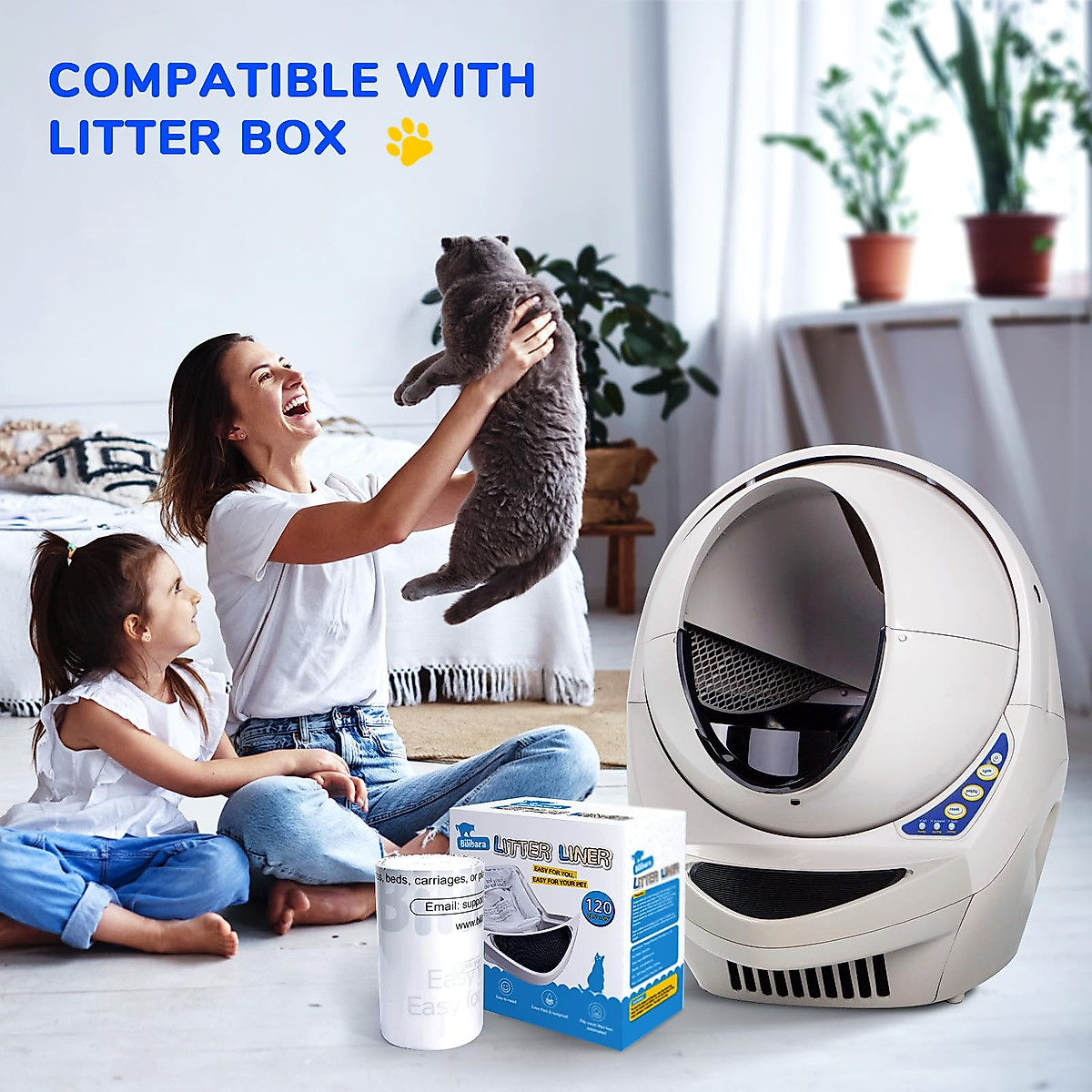 Bilibara Litter Box Liner Bag Compatible with Cat litter Box 3 and 4, 120 Pack - Extra Thick Waste Bags for Self-Cleaning Pet Kitty Litter Box Drawer Liners, 9-11 Gallons Home/Kitchen Trash Bags