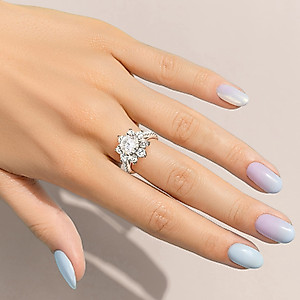 ABSOLUTE Moissanite Rings for Womens Engagement Rings 2 Carat Round Cut Solitaire Rings 925 Sterling Silver Rings And Anniversary With Certificate Mossinate Rings for Women Size#7