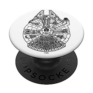 Star Wars Millennium Falcon Line Art Sketch PopSockets PopGrip: Swappable Grip for Phones & Tablets