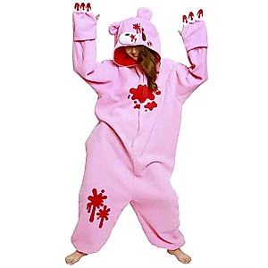 SAZAC Gloomy Bear Kigurumi - Onesie Jumpsuit Halloween Costume (Pink)