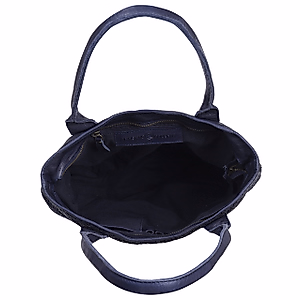 ANTONIO VALERIA Alice Blue Braided Washed Leather HandBag for Women