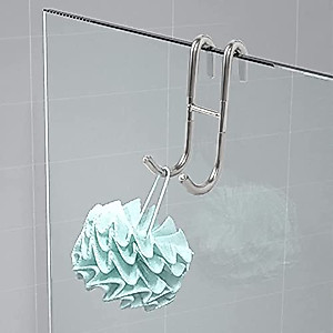 Shower Door Hooks Towel Hooks for Frameless Over The Glass Shower Door Stainless Steel Hooks for Bathroom 2 Pack Black