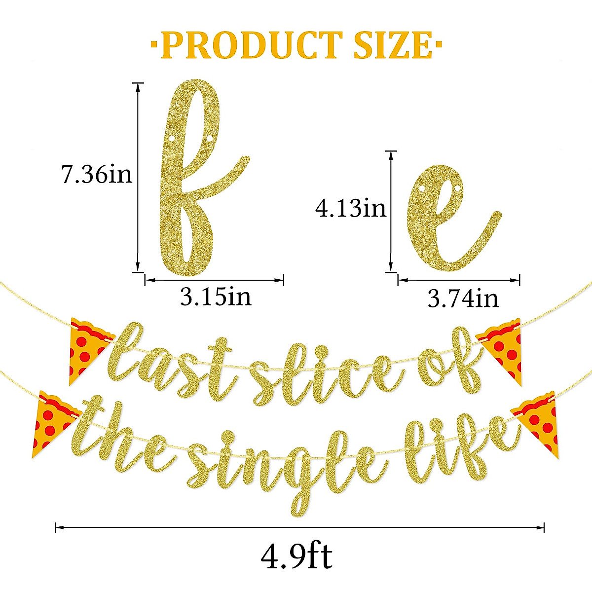 Last Slice Of The Single Life Banner, Bachelorette Pizza Party Banner, Pizza Party Decorations, Gold Glitter
