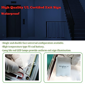 Garrini LED Exit Sign Red Letter with Backup Battery Suitable for Wet Location Waterproof Single Double Faces, 120/277V,Commercial Grade,Fire Resistant UL Certified MSU