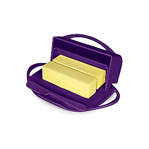 Butterie Flip-Top Butter Dish and Toaster Tongs Bundle (Purple)