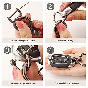 Turcee Carbon Fiber Car Keychain,Automotive Interior Accessories Keychains Leather Car Key Fob,Car Accessories Key Ring&Anti-Lost D-Ring(light pink)