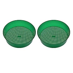 DOITOOL- 2PCS Mesh Plastic Garden Sieve Gardening Seedling Tool Riddle for Compost Soil Stone (Green, with Color Deviation)