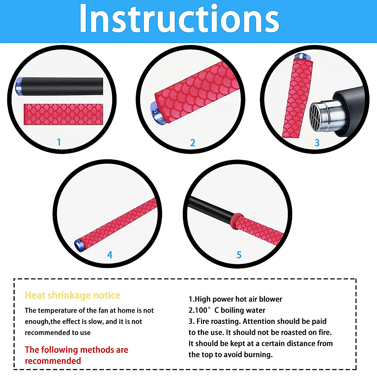 Aventik X-Tube Heat Shrink Wrap Tubing for Fishing Rod Grips with Non Slip Waterproof and Insulation 40 Inch Lengths Durable(Black-30mm)