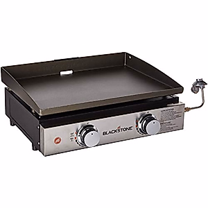 Blackstone Tabletop Griddle, 1666, Heavy Duty Flat Top Griddle Grill Station for Camping, Camp, Outdoor, Tailgating, Tabletop – Stainless Steel Griddle with Knobs & Ignition, Black, 22 inch