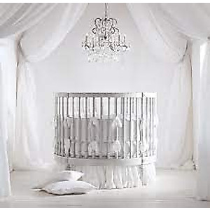 Dainty Homes 4 Piece Small Nursery Round Bedding Set 600TC 100% Egyptian Cotton - 1 Small Blanket, 1 Pillowcase, 1 Fitted Sheet 9'' Deep, 1 Small Skirt 19'' Drop - Solid White