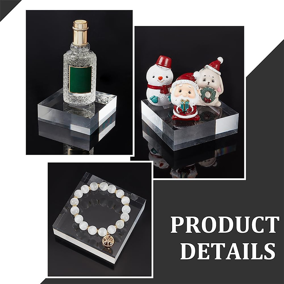 FINGERINSPIRE Clear Polished Acrylic Square Display Block Acrylic Jewelry Display Stand Ring Showcase Display Holder 1" x3" x3"