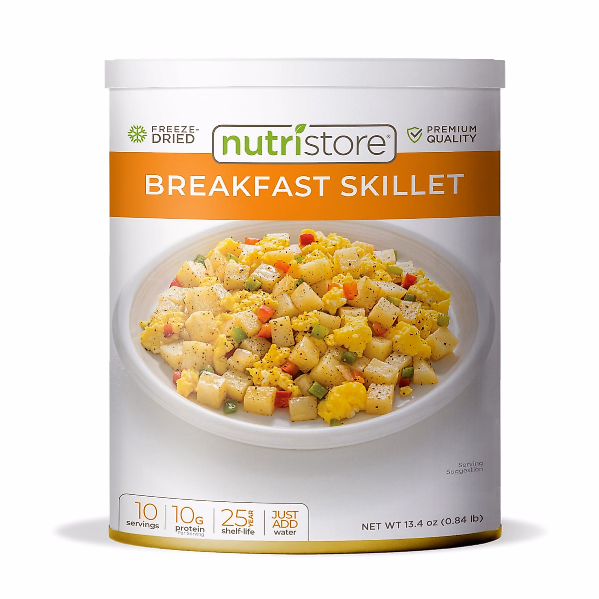 Nutristore Freeze-Dried Breakfast Skillet | Emergency Survival Bulk Food Storage Meal | Perfect for Everyday Quick Meals and Long-Term Storage | 25 Year Shelf Life | USDA Inspected (1-Pack)