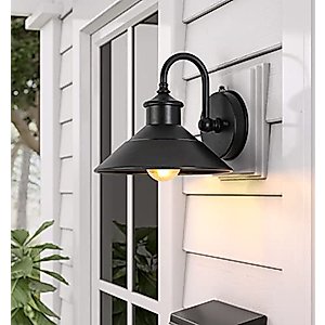 JOESA Dusk to Dawn Classic Outdoor Barn Light Fixture, Outdoor Waterproof and Rust Resistant Gooseneck Barn Lights, E26 Front Porch Lights for House, Garage, Garden