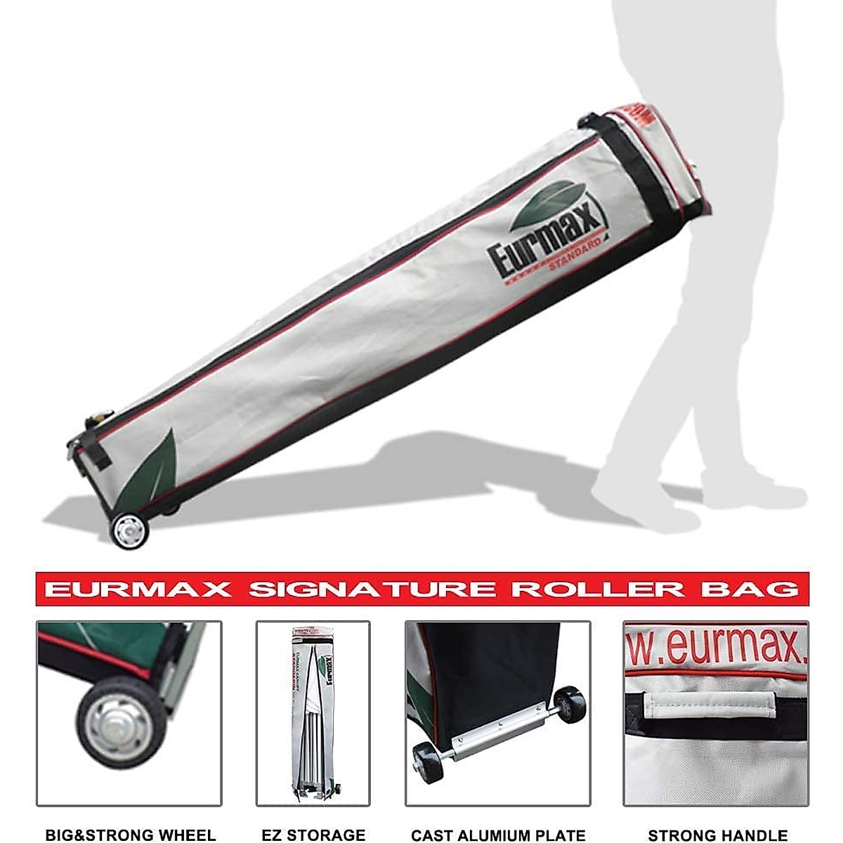 Eurmax USA 10'x20' Pop-up Canopy Tent Commercial Instant Canopies with 4 Removable Zipper End Side Walls and Roller Bag, Bonus 6 SandBags(Blue)