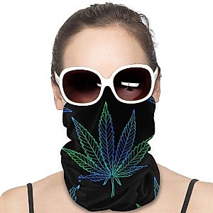 Marijuana Contour Blue Green Leaf Hemp Face Scarf Cover Outdoor Sport Running Women Men Face Cover Variety Face Towel Neck Headband