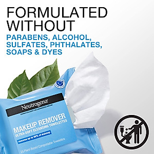 Neutrogena Makeup Remover Facial Cleansing Towelettes, Daily Face Wipes to Remove Dirt, Oil, Makeup & Waterproof Mascara, Gentle, Alcohol-Free, 25 ct
