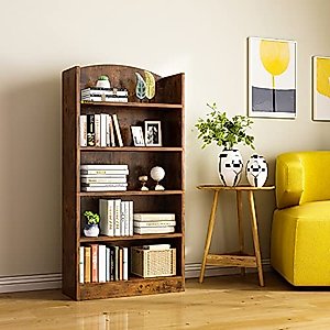 MIN WIN 5-Tier Open Bookcase and Bookshelf, 47.24" Tall Shelf Wood Bookcase with Storage Rack Shelf,Standing Display Shelf Units for Home Office, Living Room, Entryway, Kitchen-Antique