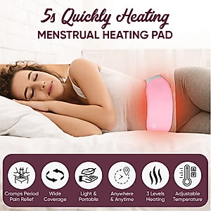 Menstrual Heating Pad, Period Heating Pad for Cramps, Portable Heating Pad for Cramps Menstrual, Cordless Heating Pad for Cramps, Cramps Relief Heating Pad