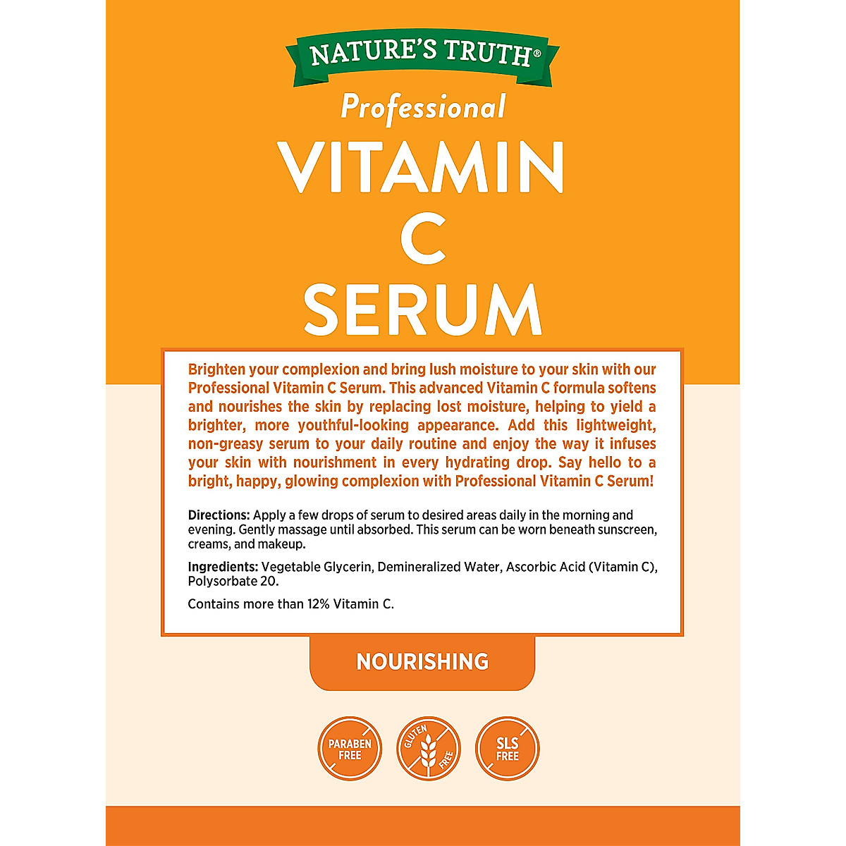 Nature's Truth Vitamin C Serum 2 oz | Oil For Body & Face | Nourishing & Unscented