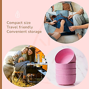 Wheat Straw Bowls Set of 4 Lightweight Reusable Plates - Microwave & Dishwasher Safe - Wheat Straw Dinnerware Sets - Cereal Bowl - Ramen Bowl Set - Soup bowls - Salad Bowl - Fruit Bowl