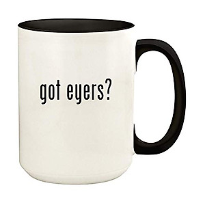 Knick Knack Gifts got eyers? - 15oz Ceramic Colored Handle and Inside Coffee Mug Cup, Black