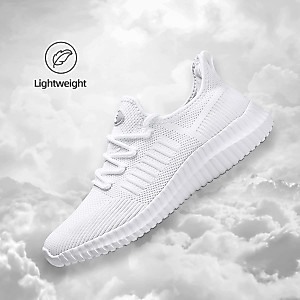 SK·TRIP Women's Walking Shoes Lightweight Breathable Flying Woven Mesh Upper Casual Jogging Shoes Ladies Tennis Shoes Workout Footwear Non-Slip Gym Sneakers for Women White, US10