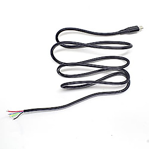 ELNONE USB C Pigtail Cable, Type-C 4ft 1.2meter 5A 20AWG 6 core Power Data Pigtail Cable, CC1 CC2 Cord DIY Black for Laptop Charging