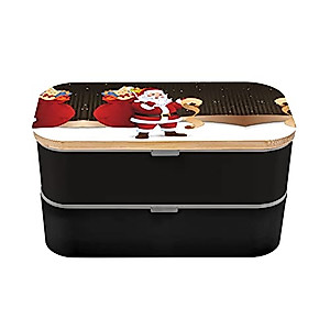 KOOLR Santa Claus Print Bento Box Adult Lunch Box With 2 Compartments Stackable For Work Picnic Leak Proof Bento Box