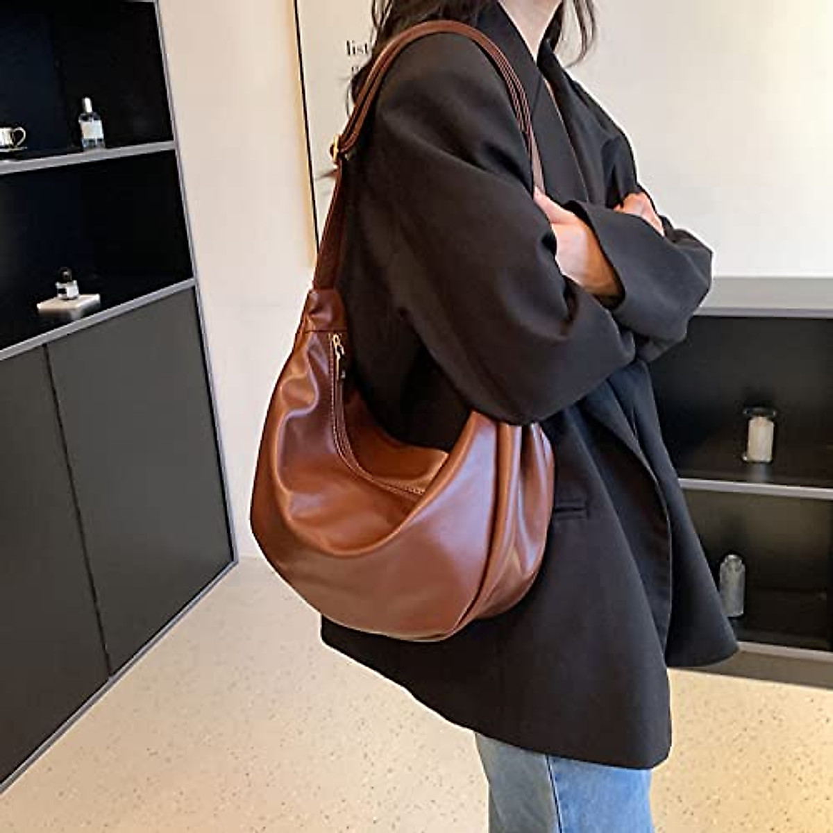Women Hobo Bag Simple Shoulder Bag Dumpling Bag Crescent Crossbody Bag Casual Messenger Bag, for Family or Friends Gift
