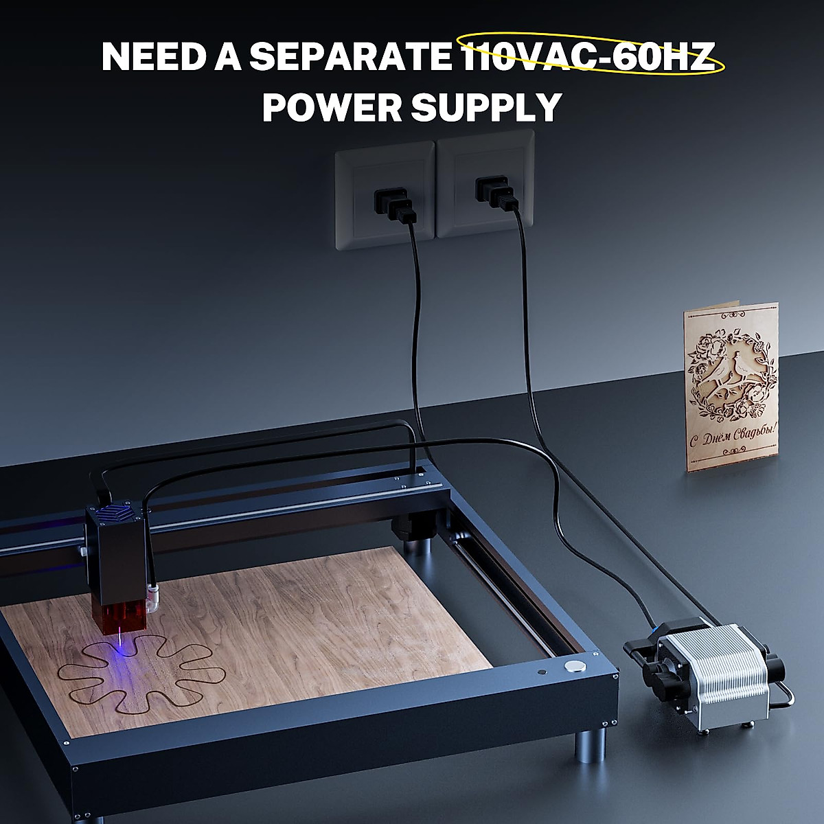 GEEKBEE Air Assist for Laser Cutter and Engraver, Air Assist Pump Kit, Adjustable 30L/Min, Air Assist for XTool D1, D1 Pro, Other Laser Cutter and CNC Cutting, Remove Smoke and Dust,Protect Laser Lens