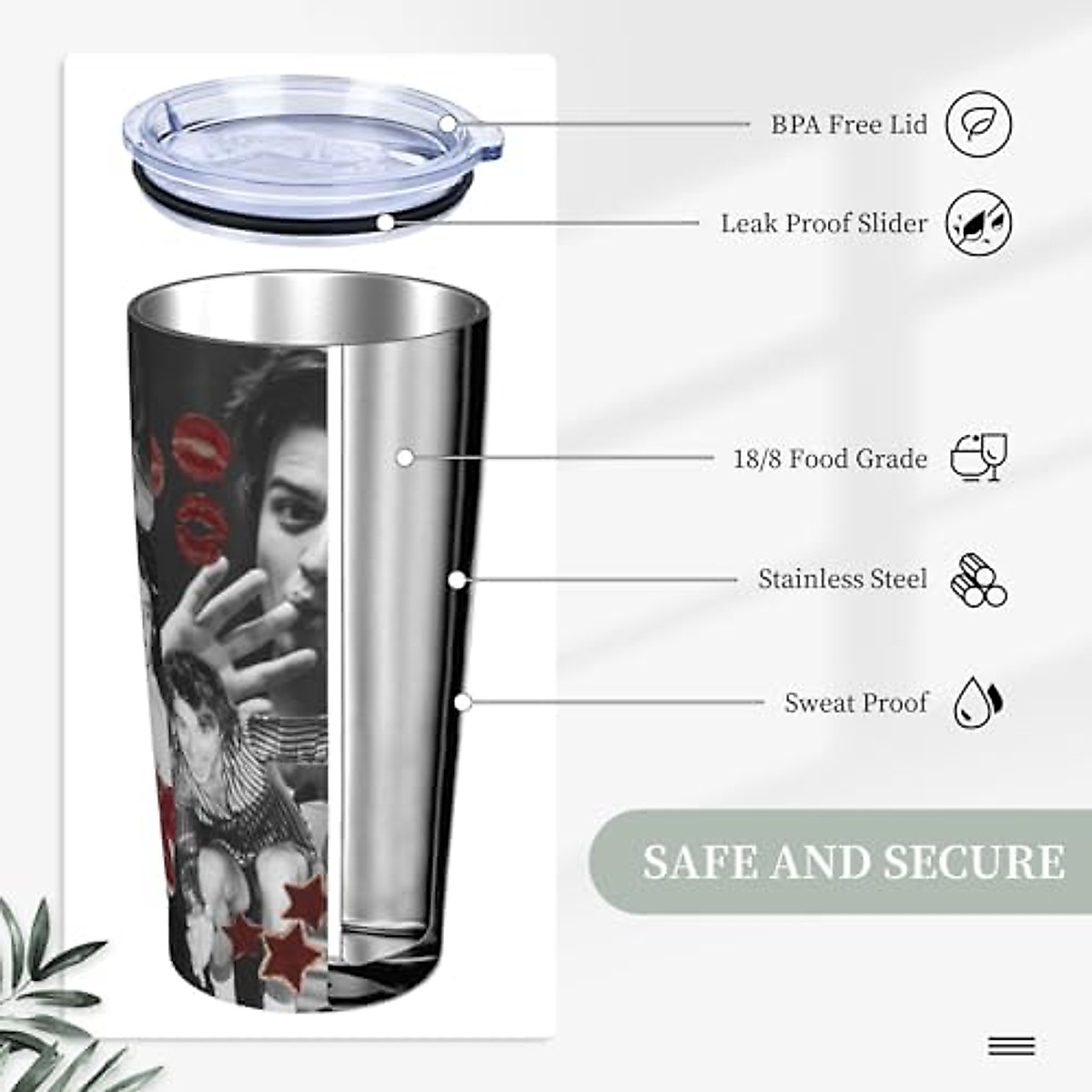 OAEWRE Joe Actors Keery Stainless Steel Mug Insulated Tumbler Coffee Mugs with Lids and Straw Double Wall Vacuum Cup 20oz
