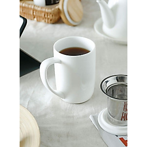 Sweese 16 OZ Porcelain Tea Mug with Infuser and Lid, Loose Leaf Tea Cup, Gifts for Tea Lover, White