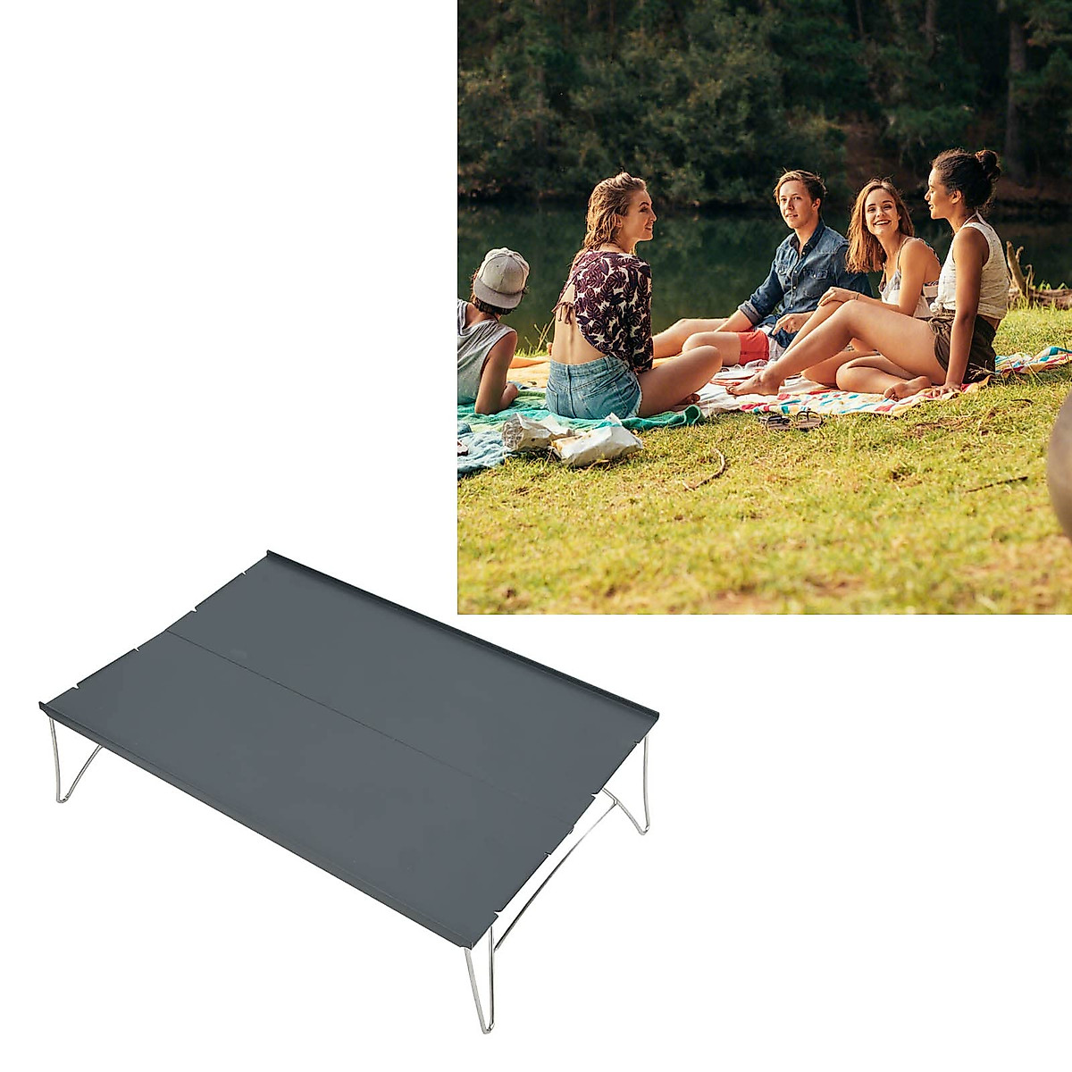 Topyond Portable Aluminum Alloy Barbecue Table, Detachable Camping Table Corrosion Resistance Stable Table Easy to carry for Camping Picnic Backyard
