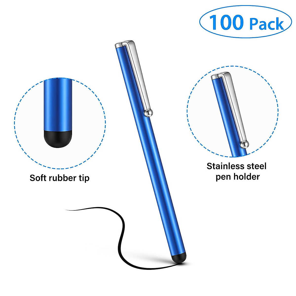 Outus 100 Pieces Stylus Pen Slim Touch Screen Stylus Universal Capacitive Digital Pen Compatible with iPad, iPhone, Samsung, Tablet, Most Devices with Capacitive Touch Screen, 10 Colors