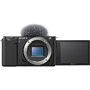 Sony ZV-E10 Mirrorless Camera (Black) Video Bundle - Body Only ILCZV-E10/B + LED Video Light + Microphone + Extreme Speed 64GB Memory (21pc Bundle)