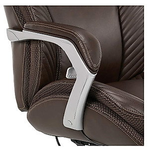 Serta iComfort i6000 Series Big & Tall Ergonomic Bonded Leather High-Back Executive Chair, Brown/Silver