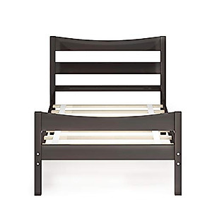 Giantex Wood Bed Frame Twin Size, Rustic Style Platform Bed w/Headboard & Footboard, Solid Wood Slat Support, No Box Spring Needed, Panel Bed Mattress Foundation for Kids (Espresso)