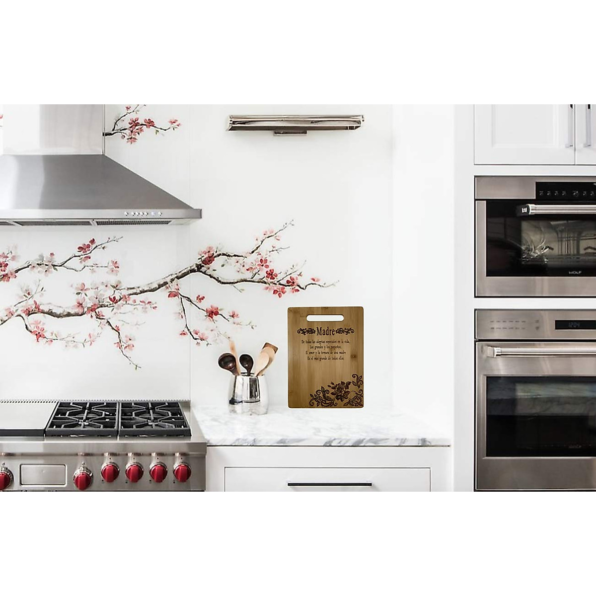 Gift for mom Spanish-Regalo para el mamá-Tabla de cortar de bambú grabada única-Mother gift in Spanish bamboo cutting board (22x30cm)